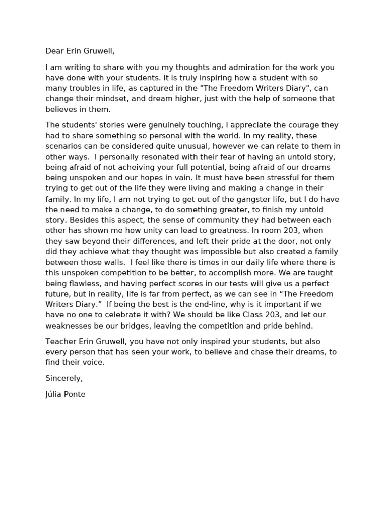 Dear Erin Gruwell | PDF