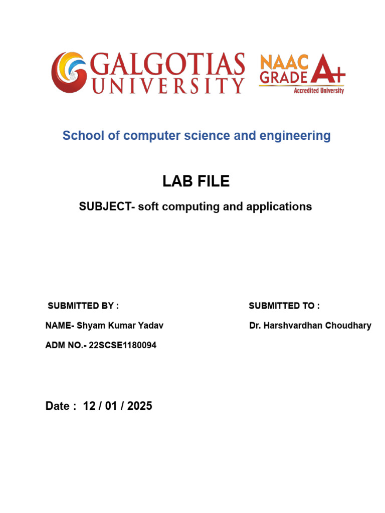 22SCSE1180094_Shyam Lab File (SCA)!!!! | PDF | Applied Mathematics | Computational Neuroscience