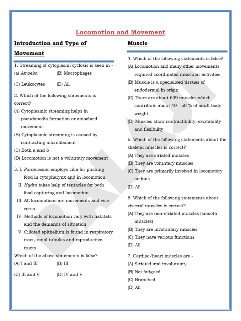 Types of Locomotion and Muscle Function | PDF | Muscle Contraction | Actin