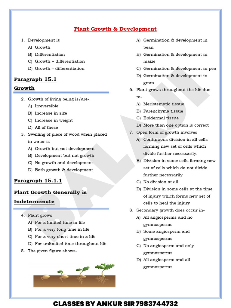 Plant Growth and Development Overview | PDF | Auxin | Plant Hormone