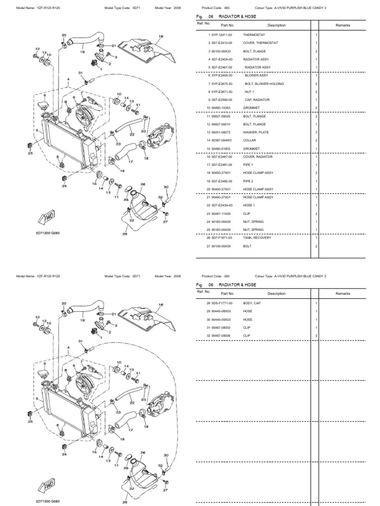 Yzf-R125 R125 Radiator & Hose | PDF