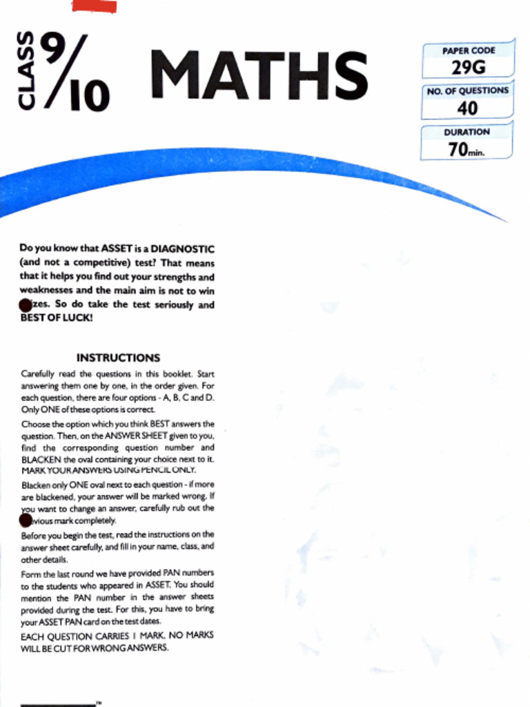 Asset Sample Paper 1 | PDF