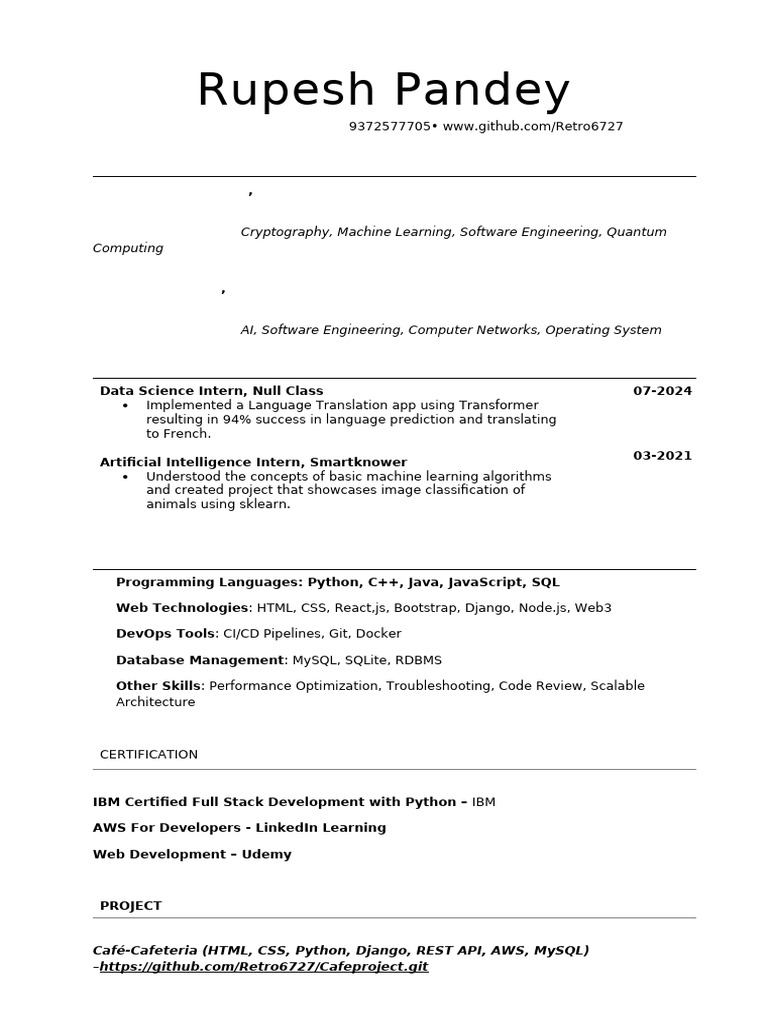 Rupesh Pandey Resume | PDF