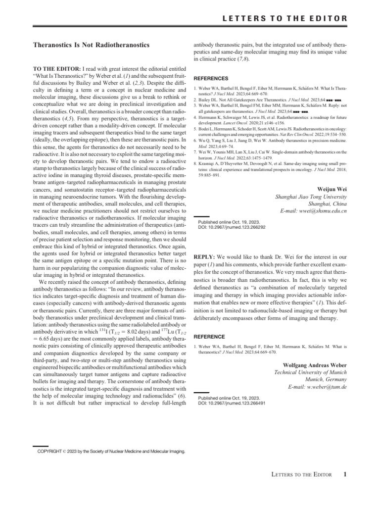 Theranostics Is Not Radiotheranostics | PDF | Personalized Medicine ...