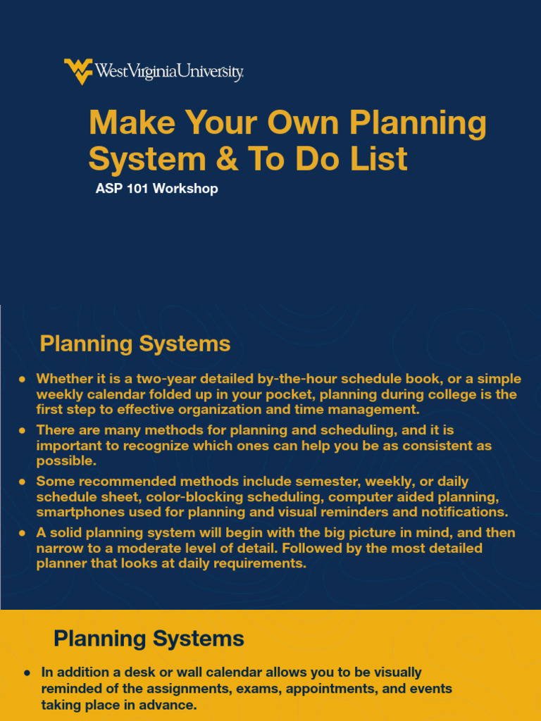 College Planning Systems & To-Do Lists | PDF
