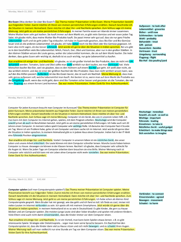 B1 Topics For Sprechen & Schreiben Teil 2 | PDF