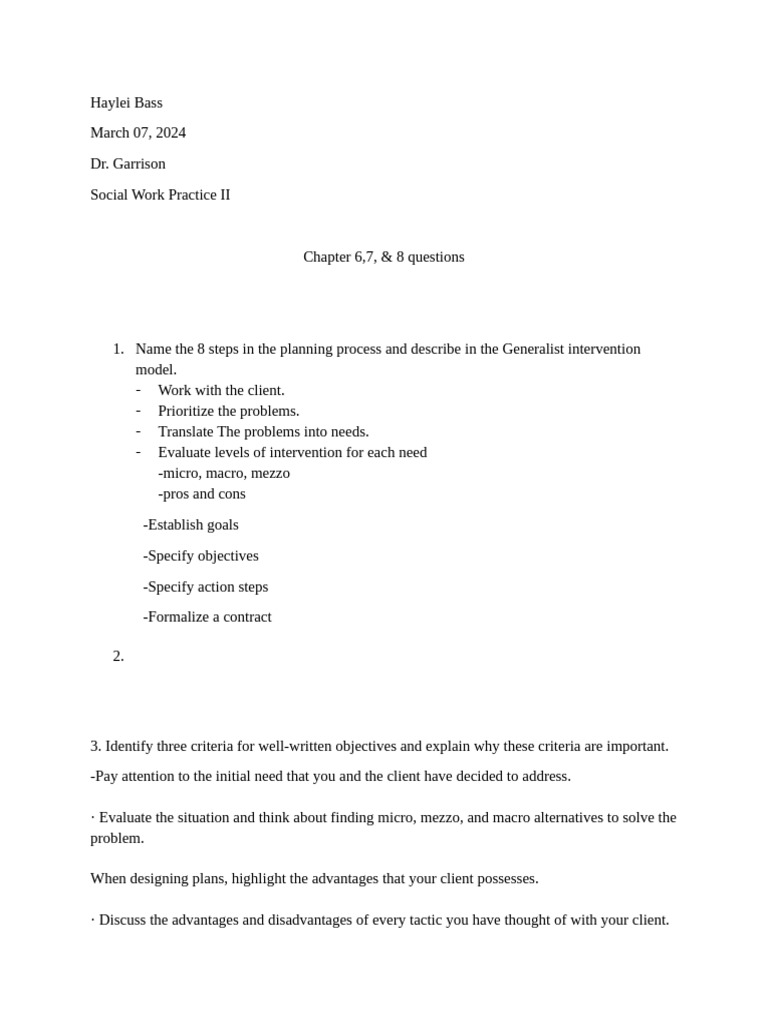 Social Work Planning Process Insights | PDF | Evaluation | Psychology