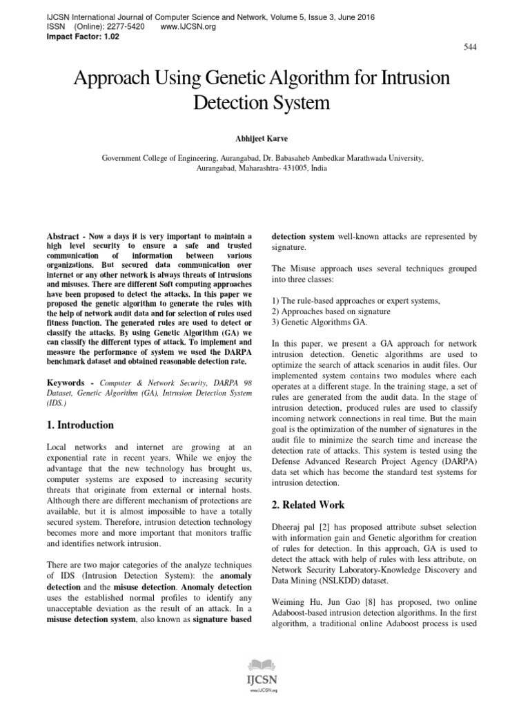 Approach Using Genetic Algorithm for Intrusion Detection System 3 | PDF | Genetic Algorithm ...