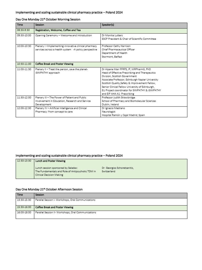 2024-08-13-Krakow-2024-Preliminary-Programme | PDF | Pharmacy | Medical Treatments