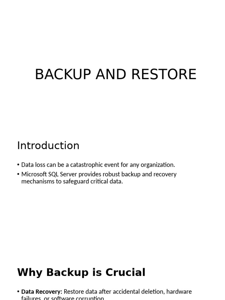 Backup and Restore | PDF | Backup | Databases