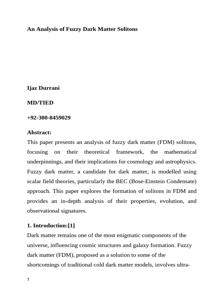 An Analysis of Fuzzy Dark Matter Sol I Tons | PDF | Dark Matter | Soliton
