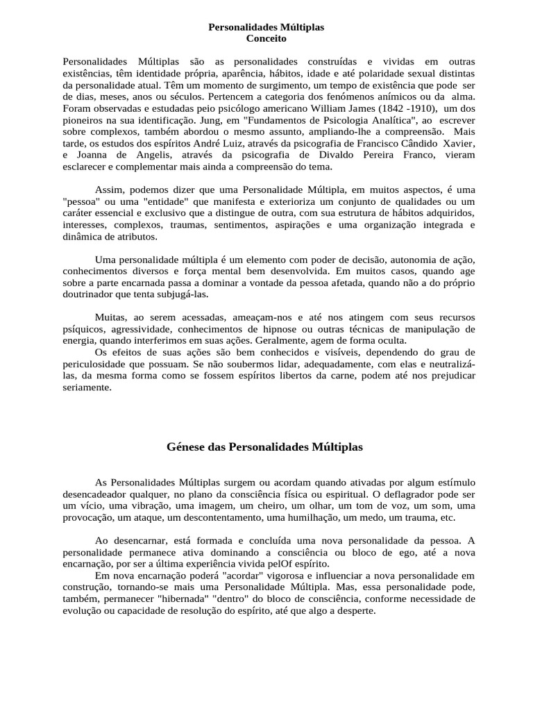 Entendendo as Personalidades Múltiplas | PDF | Psicologia | Carl Jung
