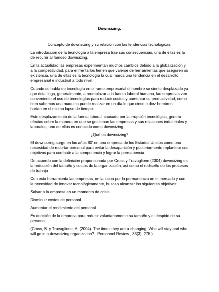 Investigación DOWNSIZING | PDF | Business | Economias