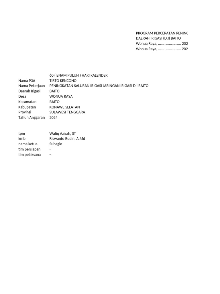 P3a Tirto Kencono - Kec. Baito Wonua Raya | PDF