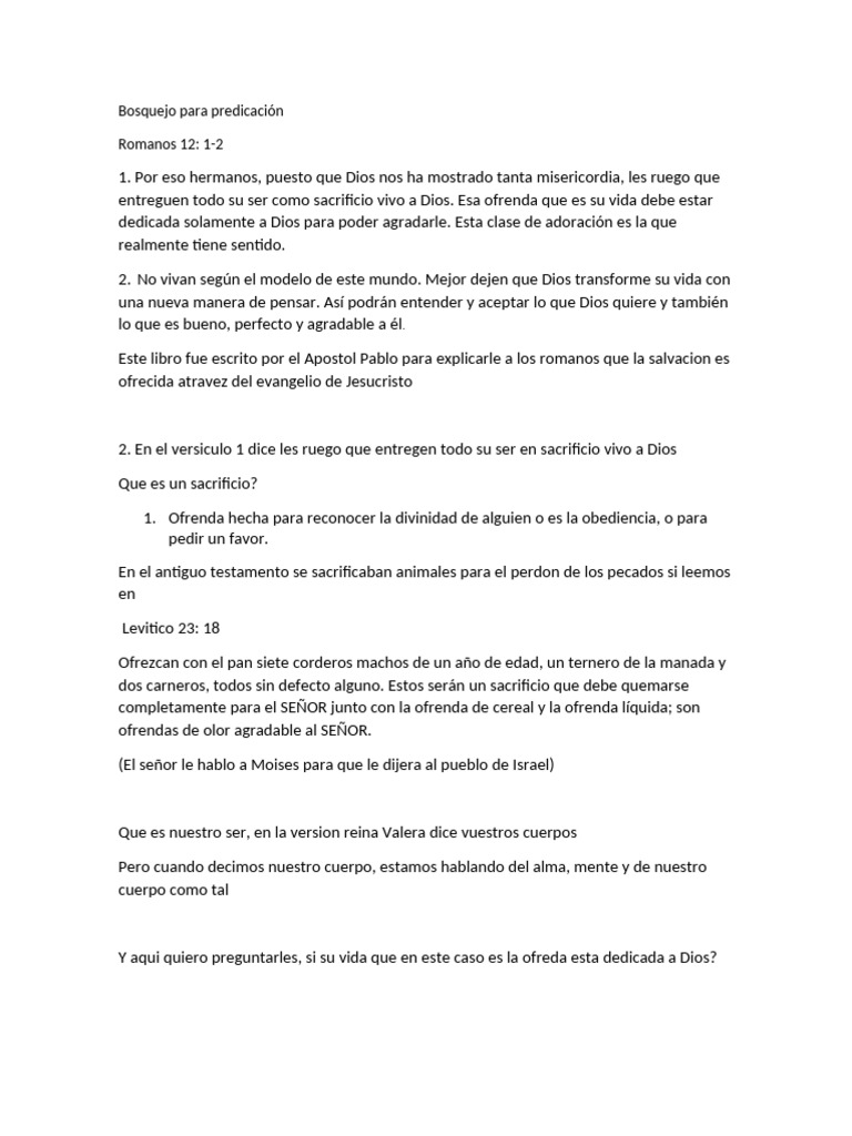 Bosquejo para Predicación | PDF | Dios | Teología