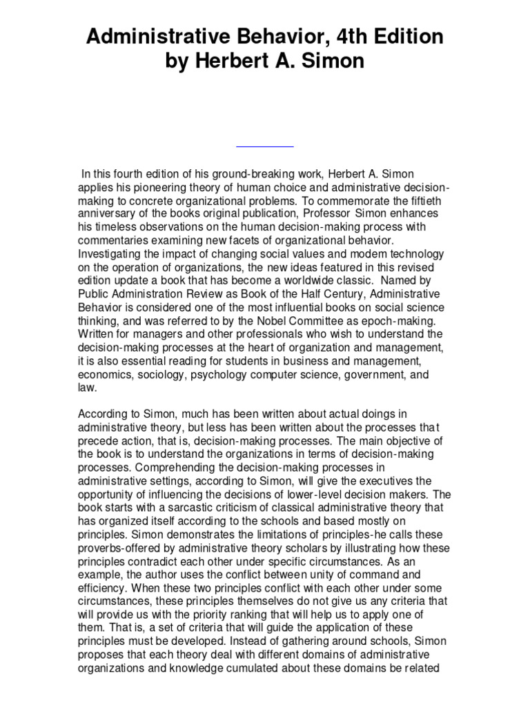 Administrative_behavior | PDF | Rationality | Decision Making