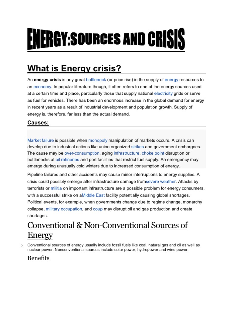 What is Energy Crisis | Energy Crisis | Energy Development