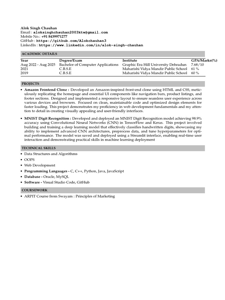 Alok Resume | PDF
