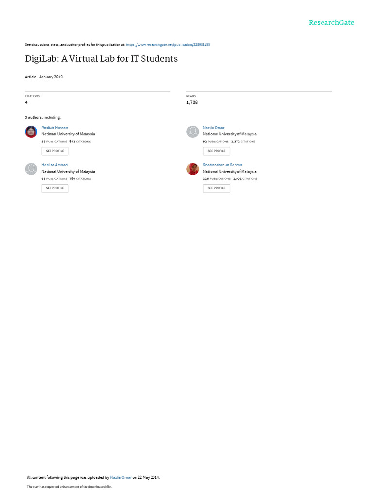 DigiLab A Virtual Lab For IT Students | PDF | Logic Gate | Multimedia