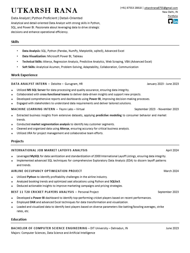 Utkarsh Rana Resume PDF | PDF | Data Analysis | Data