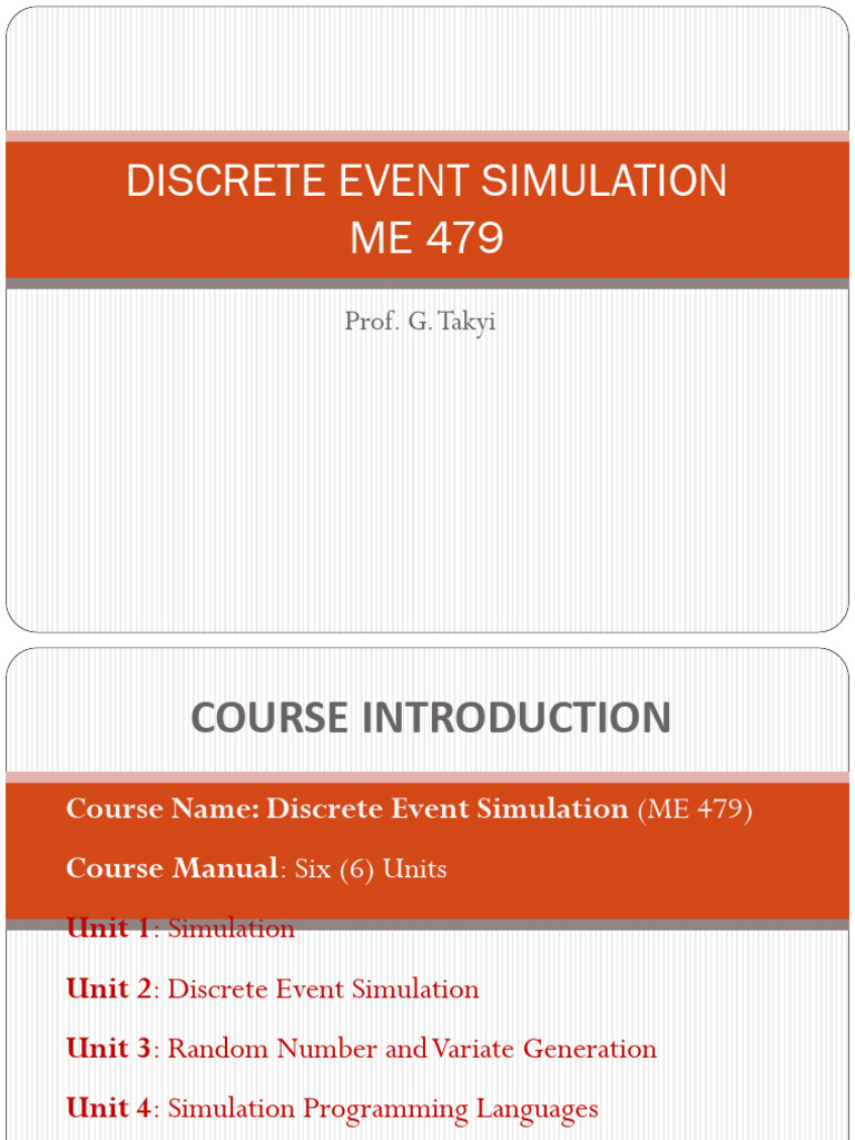 ME 479 Discrete Event Simulation - 2020 - London | PDF | Probability Distribution | Conceptual Model
