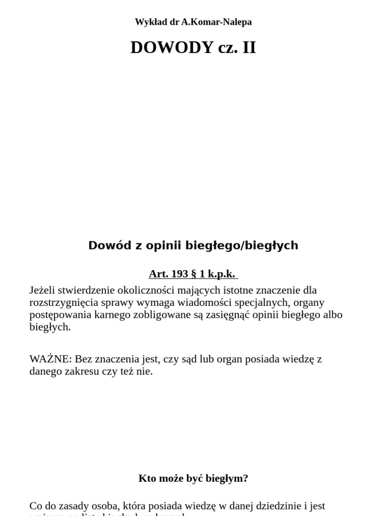 KPK AKN _wykład_dowody cz. II | PDF