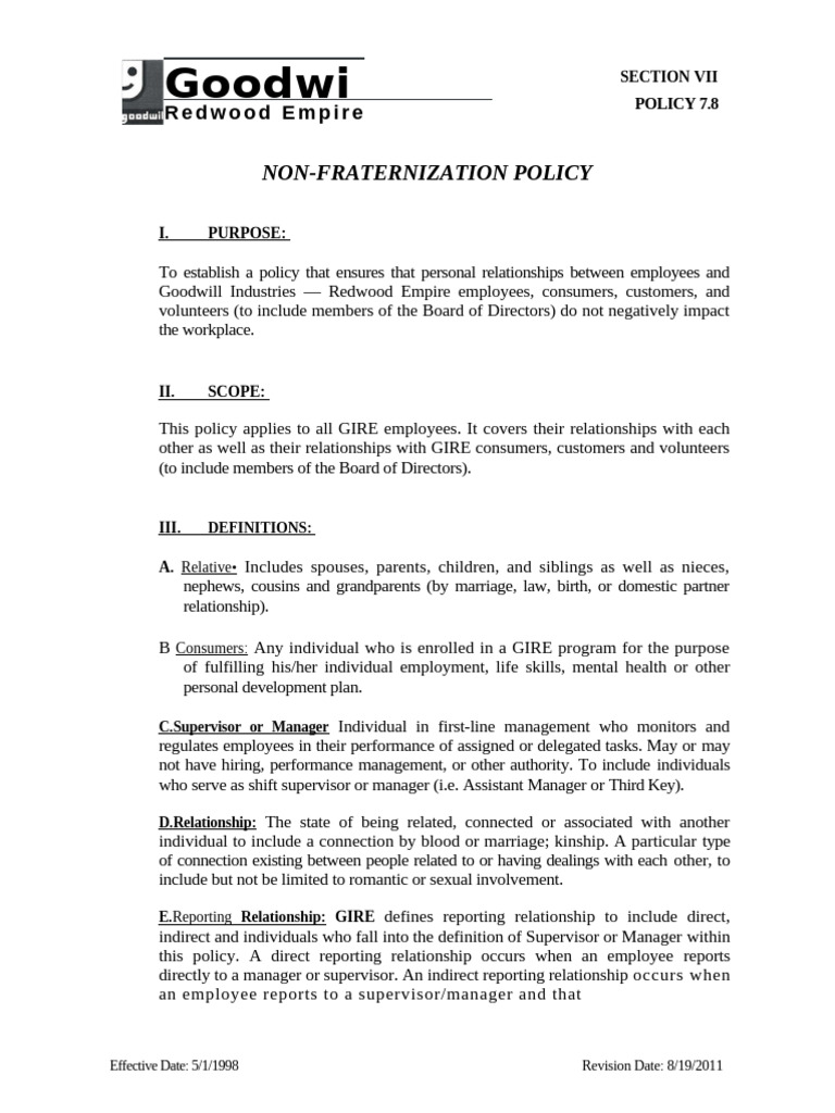 7.8-Non-Fraternization-Policy (1) | PDF | Employment | Sexual Harassment