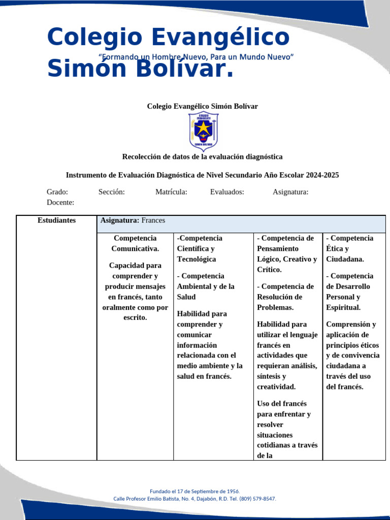Evaluación Diagnóstica Secundaria 2024-2025 | PDF
