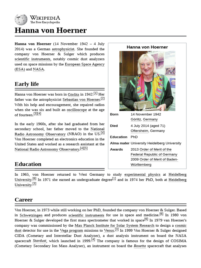 Hanna_von_Hoerner | PDF | Astronomical Objects | Planetary Science