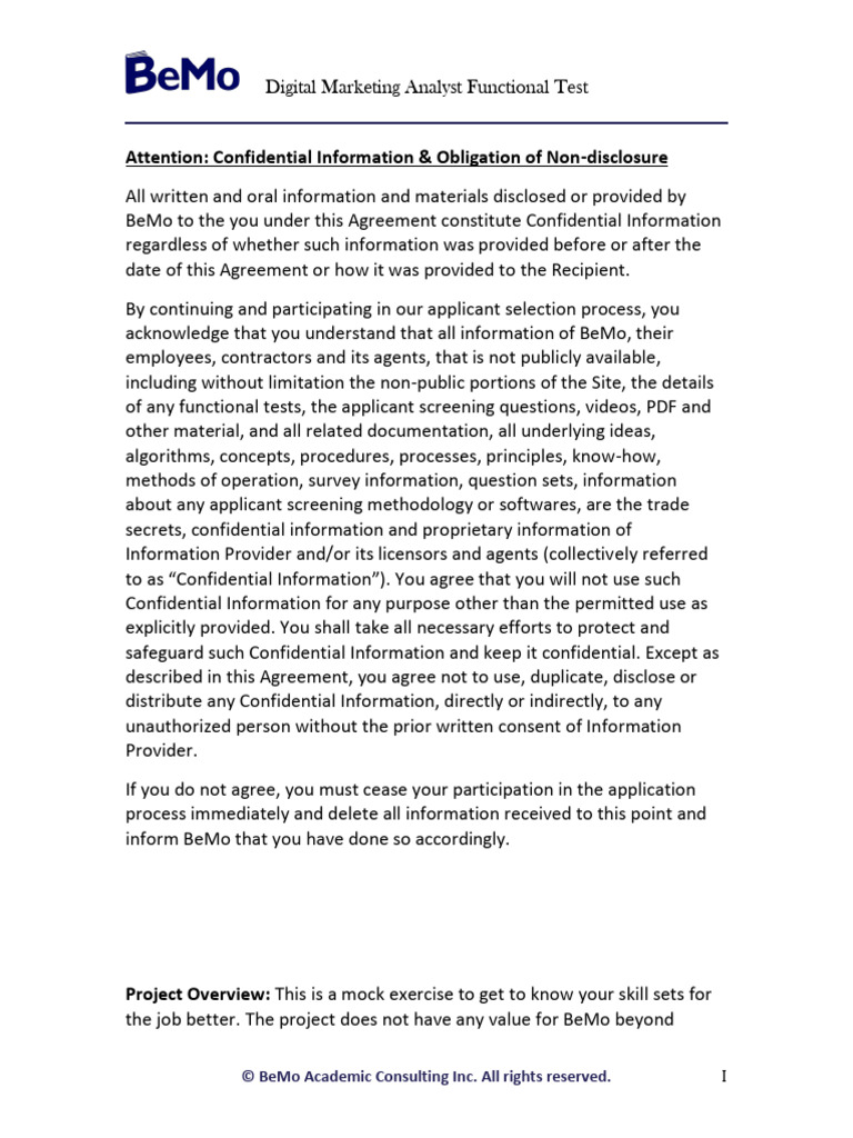 Data Analyst Functional Test | PDF