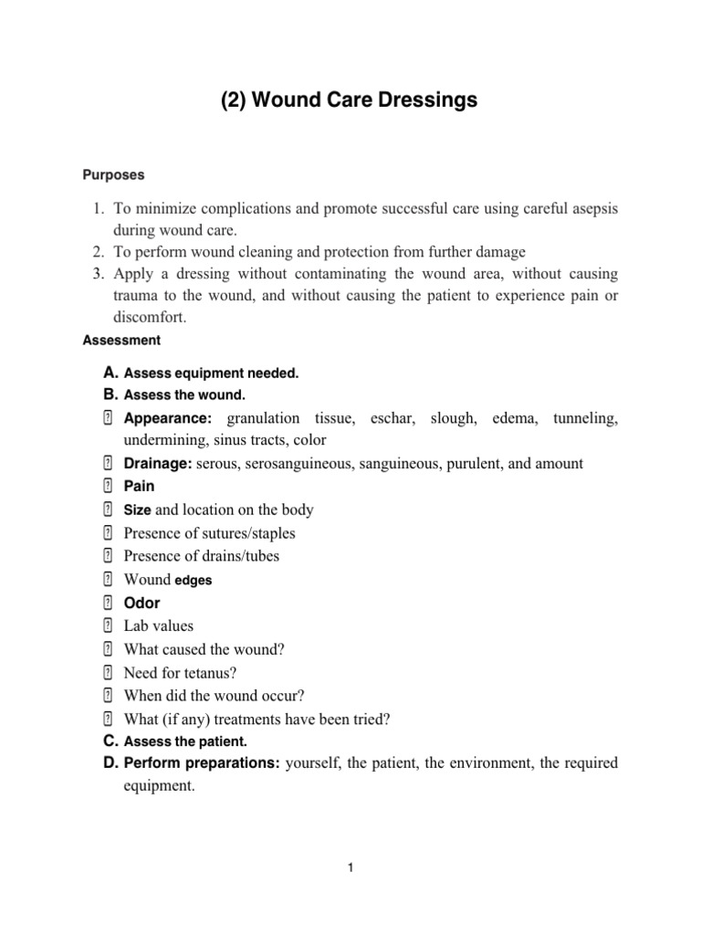 (2) Apply Dry Dressing & a Saline Moistened Dressing | PDF