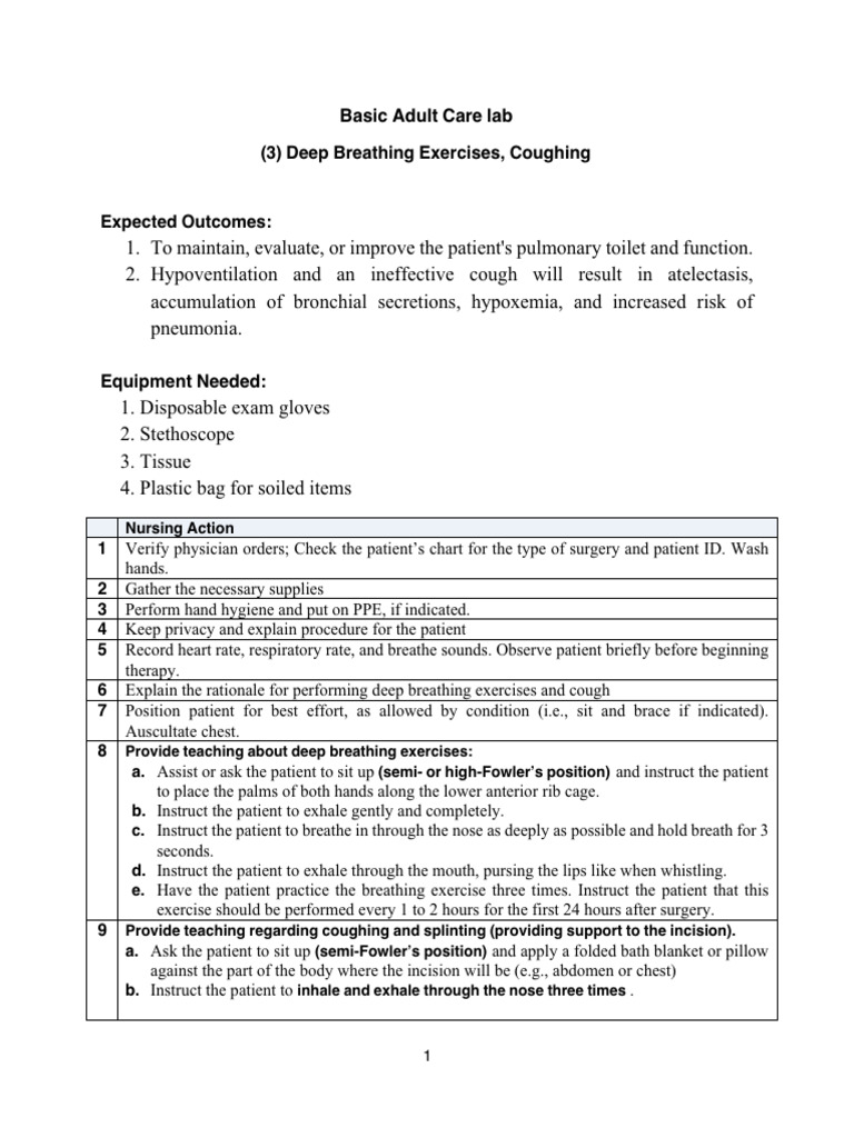(4) Breathing & Coughing excercises | PDF