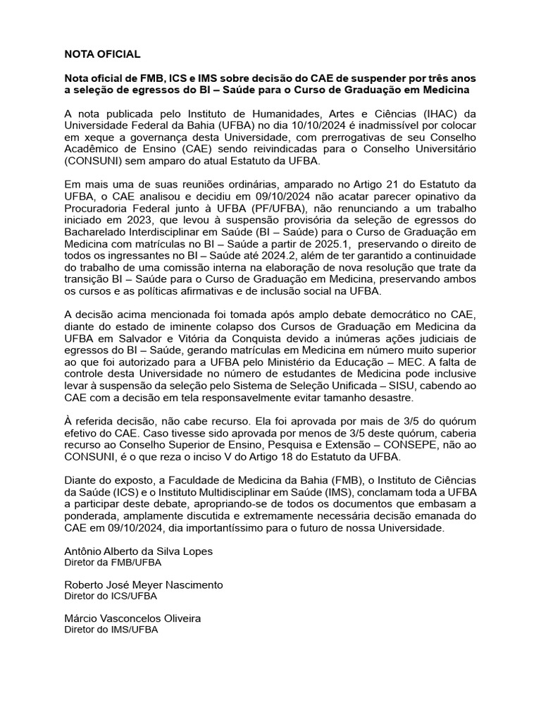 Nota FAMEB ICS IMS 11.10.24 | PDF