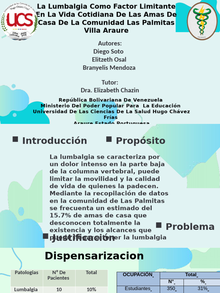 Proyecto Lumbalgia | PDF | Dolor lumbar | Aprendizaje