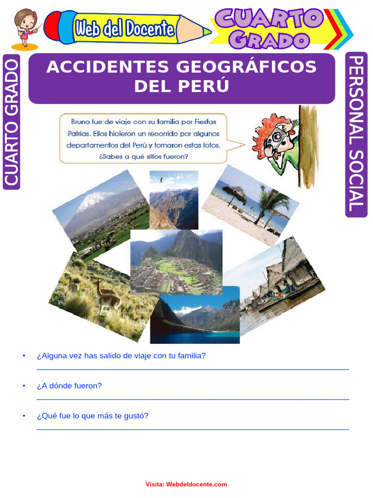 Accidentes Geográficos Del Perú para Cuarto Grado de Primaria | PDF ...