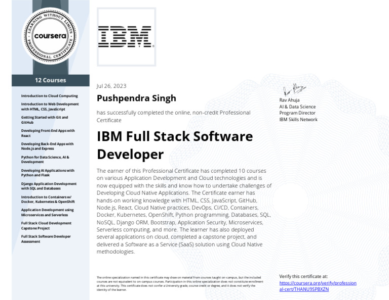 Coursera IBM Fial certificate(1) | PDF | Cloud Computing | Information Technology