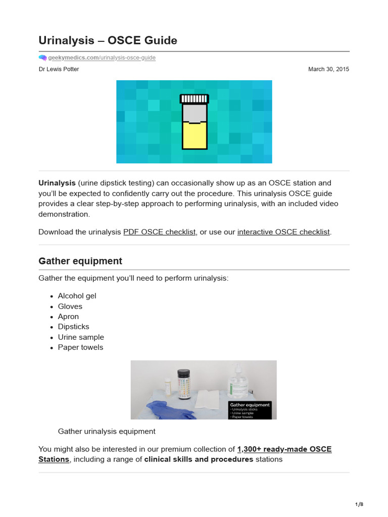 Urinalysis OSCE Guide | PDF | Urine | Urology