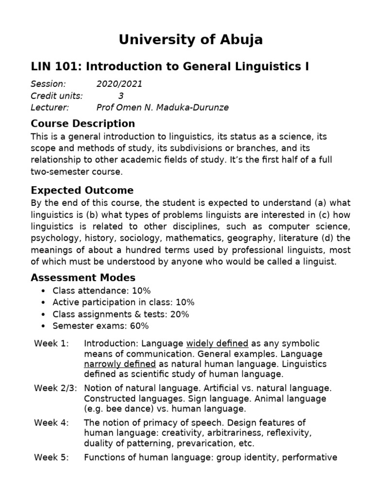 LIN 101: Intro to General Linguistics | PDF | Linguistics | Phonology