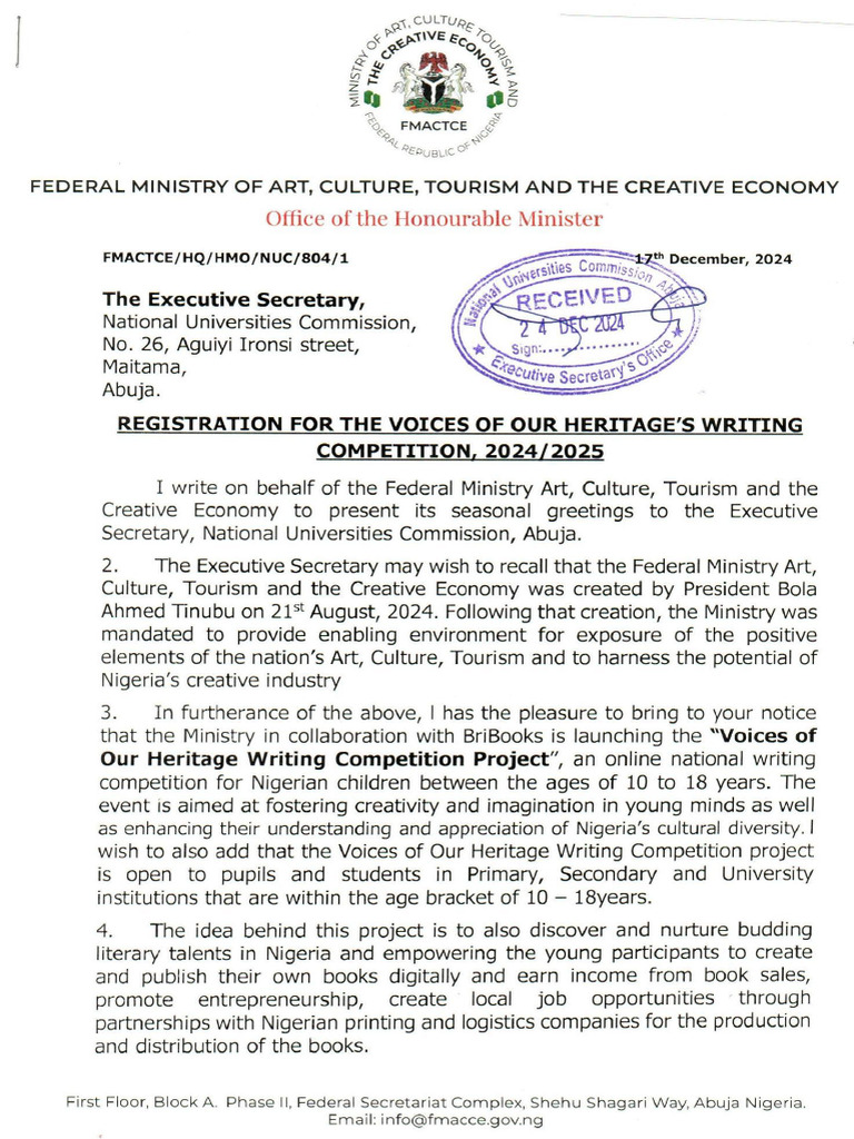 Registration For The Voices of Our Heritage Writing Competition 2024 ...
