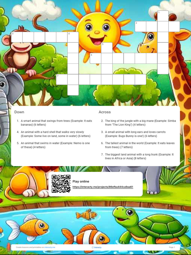Animal Crossword Quiz Level 9 | PDF