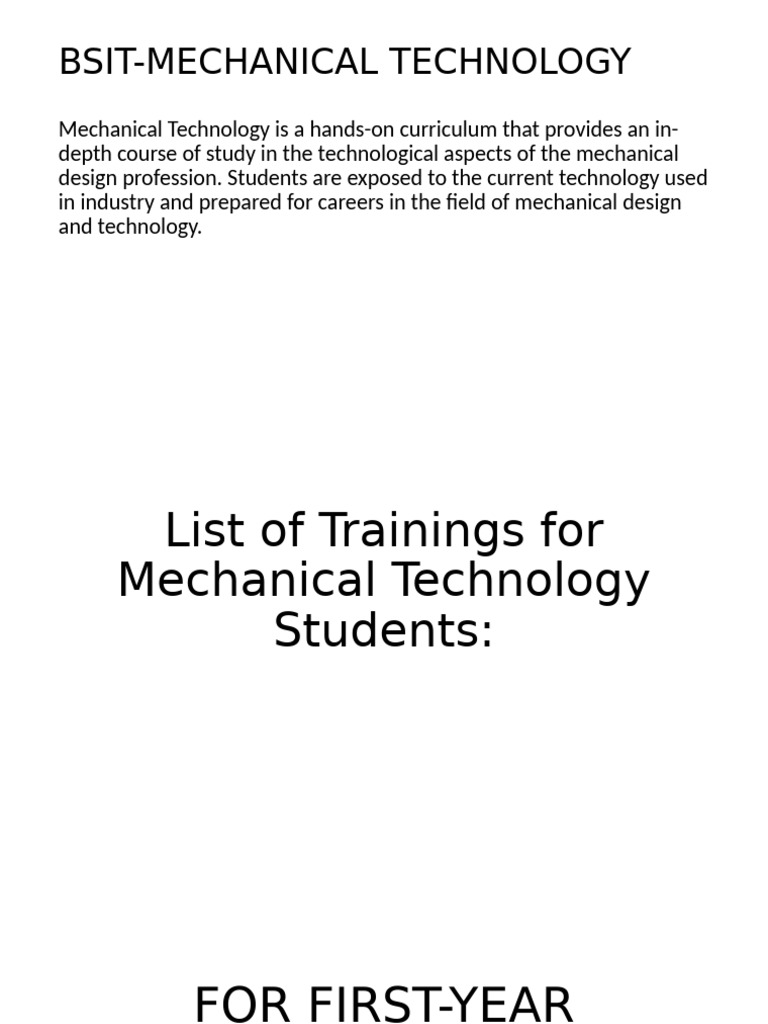 Mechanical Technology Training Programs | PDF | Welding | Construction