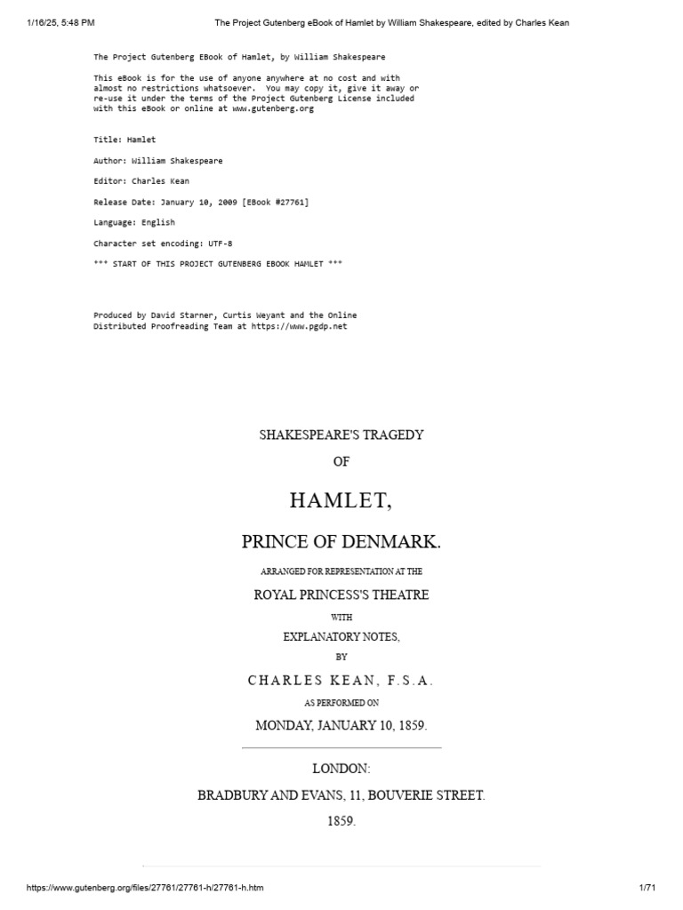 HAMLET by William Shakespeare | PDF | Hamlet