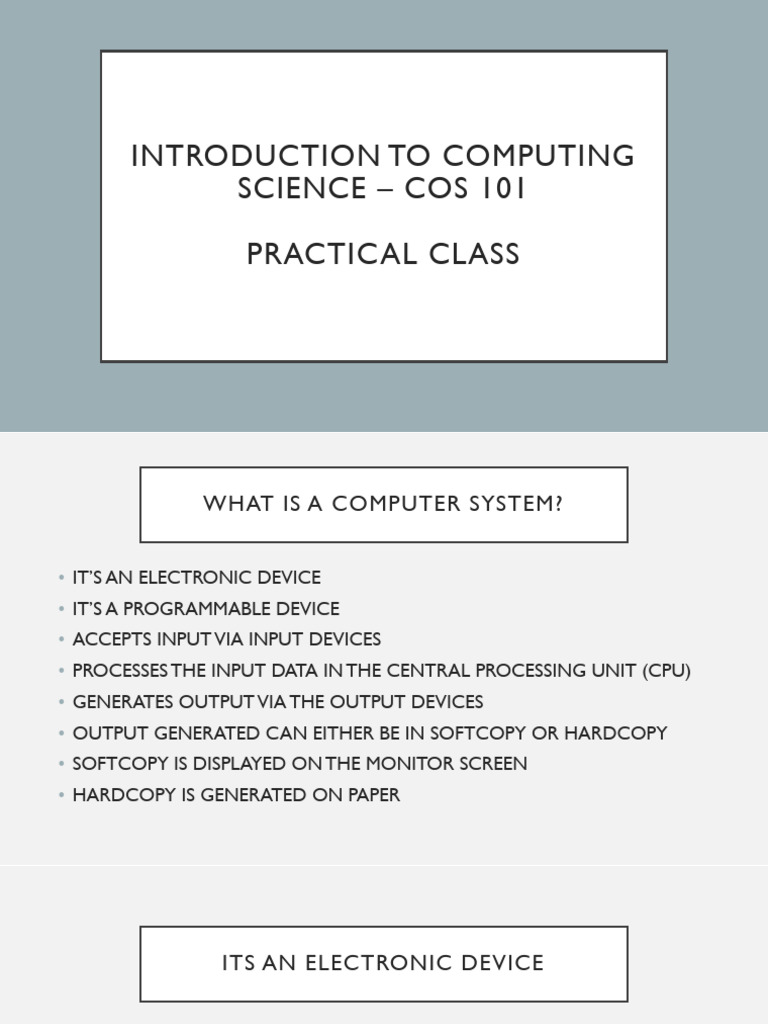 Intro to Computing: COS 101 Overview | PDF