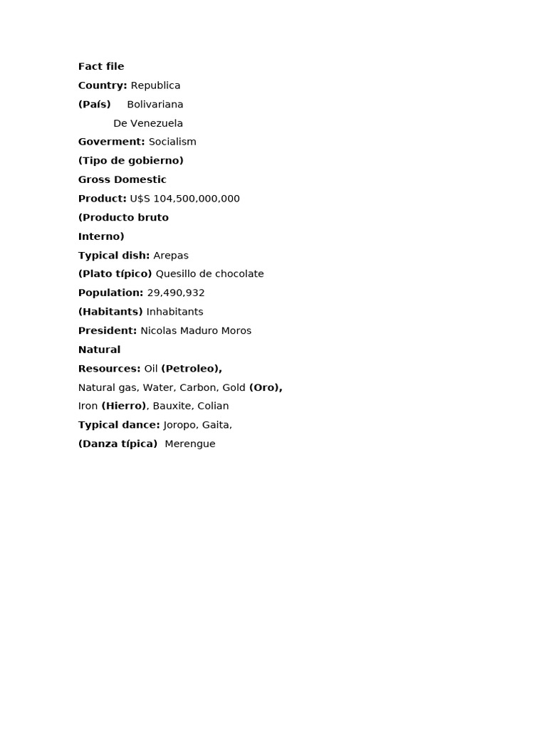 Venezuela Fact Sheet | PDF