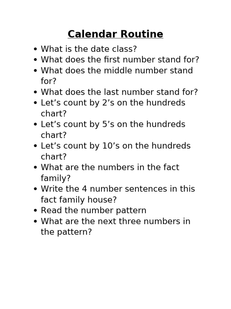 Calendar Routine | PDF
