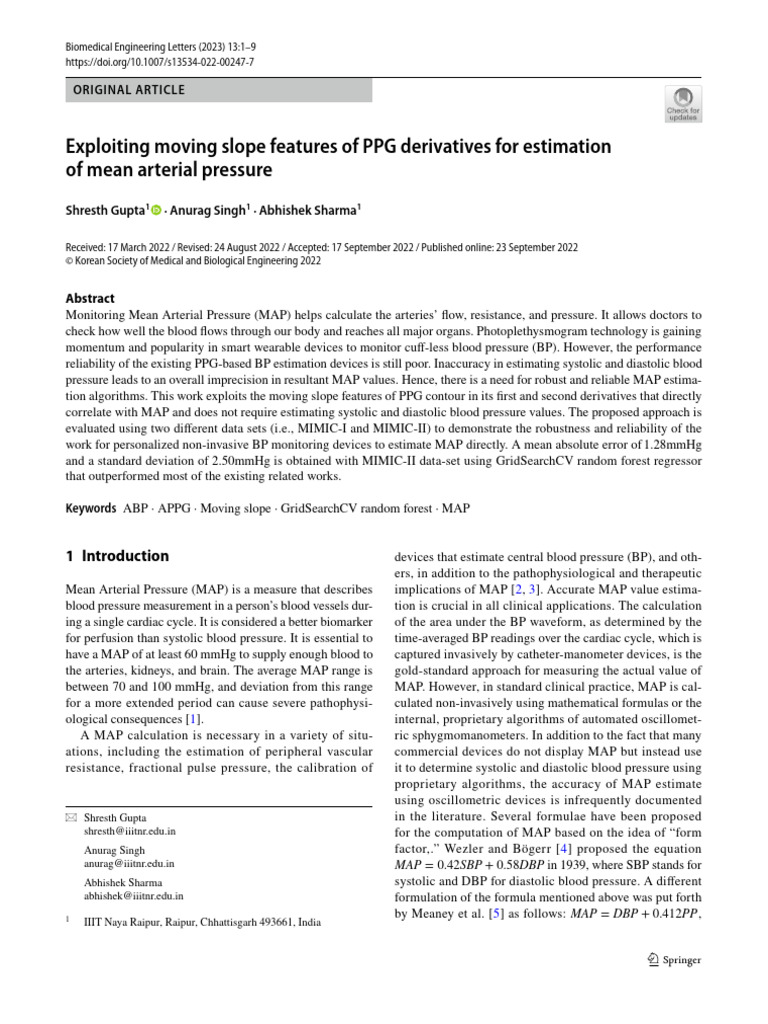 Exploiting Moving Slope Feat of POG Derivatives 4 BP Estimation | PDF ...