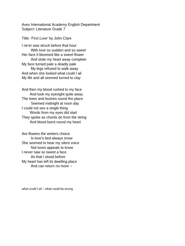 First Love - Poem | PDF