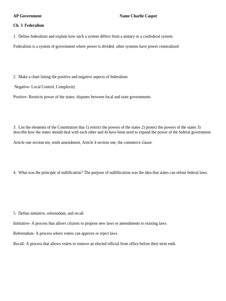 Understanding Federalism in AP Government | PDF | United States ...
