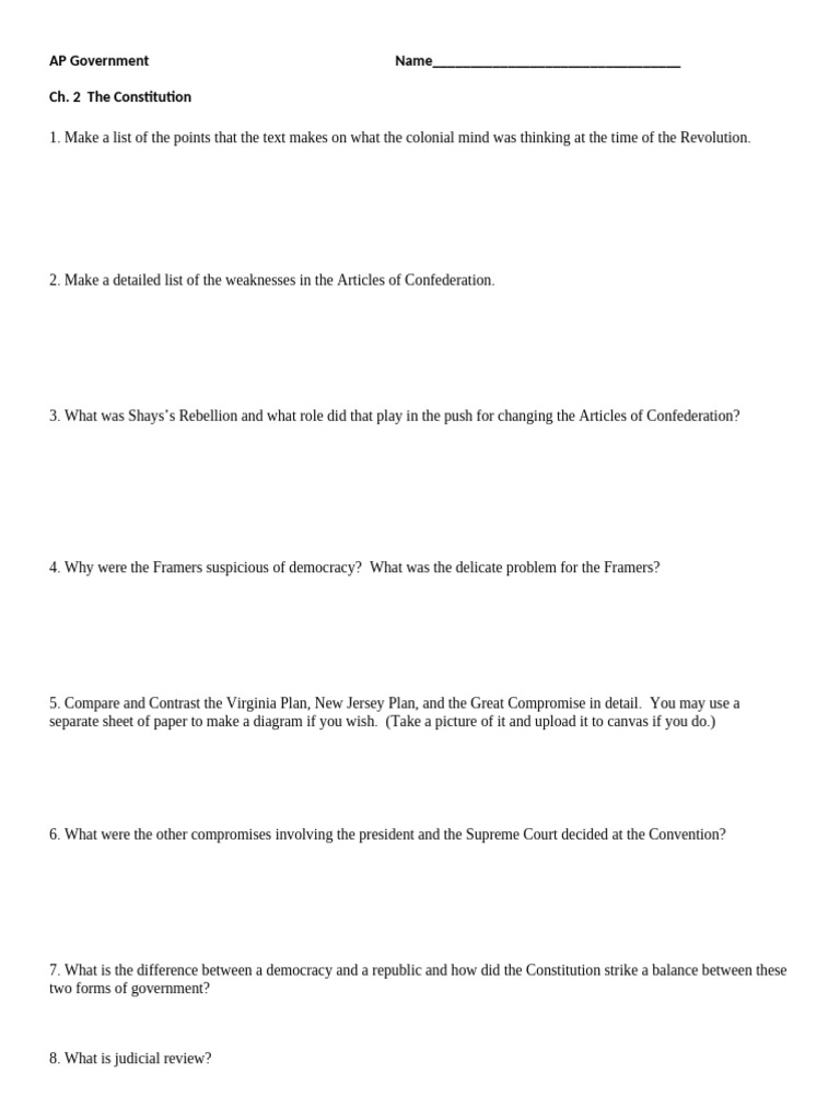 AP Government Chapter 2: The Constitution | PDF | United States Bill Of ...