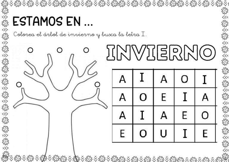 Colorea el árbol de invierno: letra I | PDF